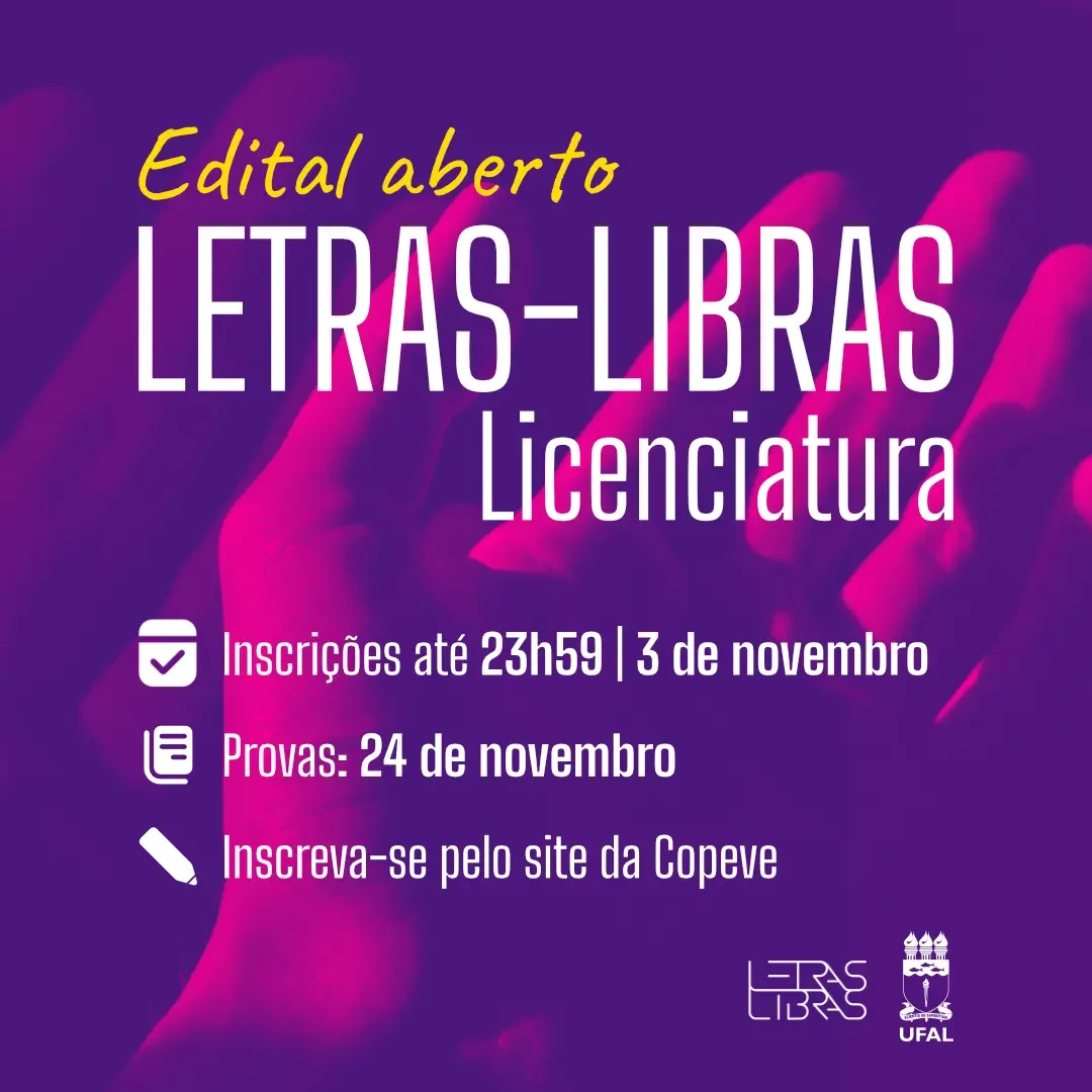 Licenciatura em Letras-Libras da Ufal oferece 50 vagas; inscrições até ...