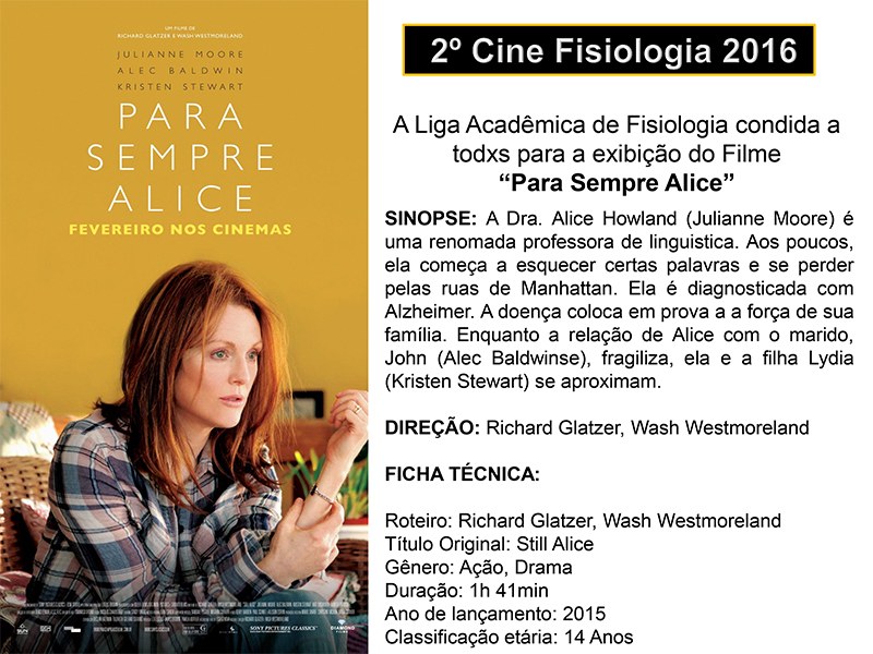 ‘Para sempre Alice’: exibição de filme e debate foram adiados para o ...